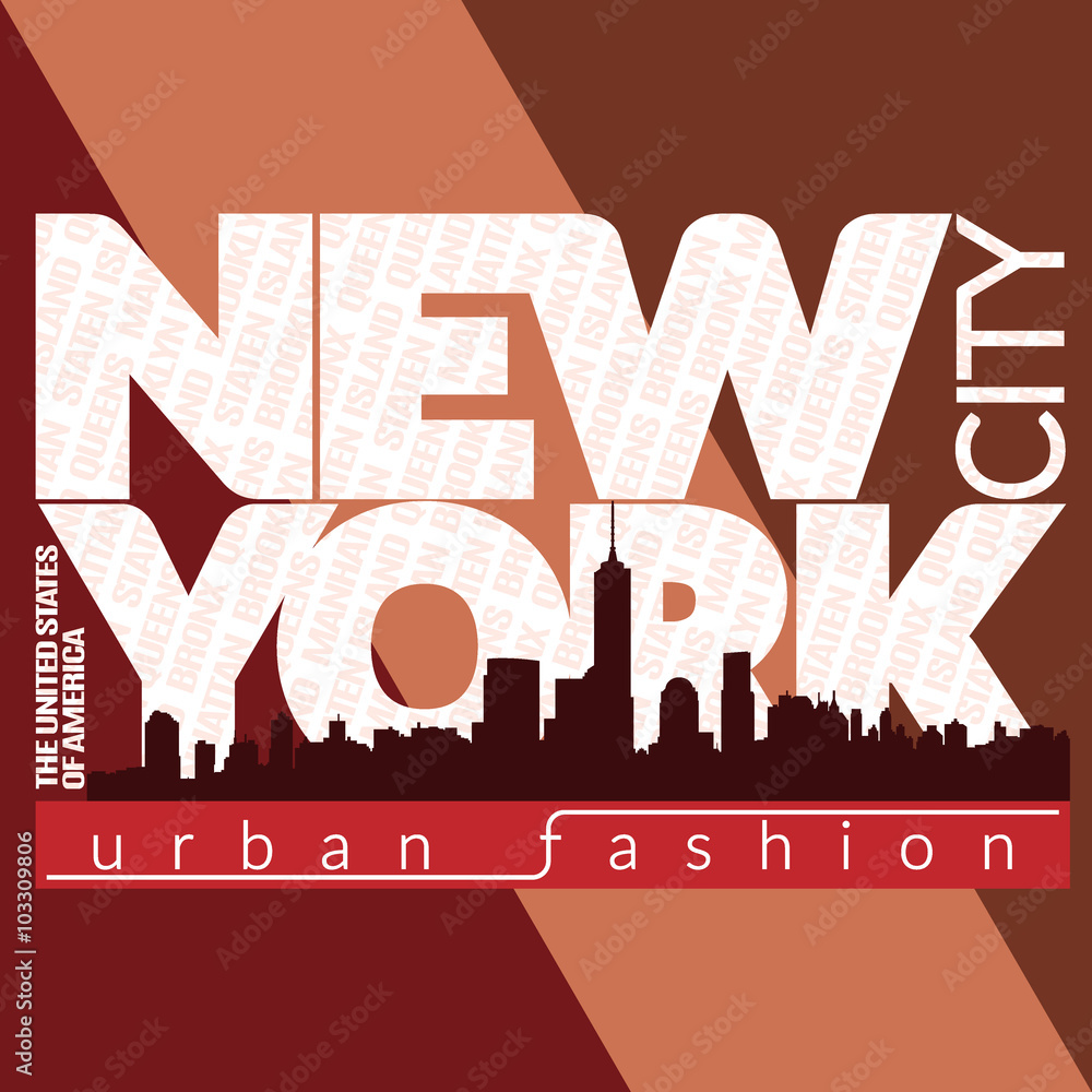 New York city Typography Graphic. Skyline Manhattan. Fashion stylish ...