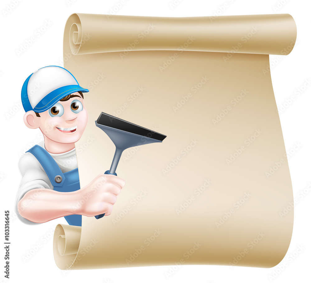 Cartoon Window Cleaner Stock Vector | Adobe Stock