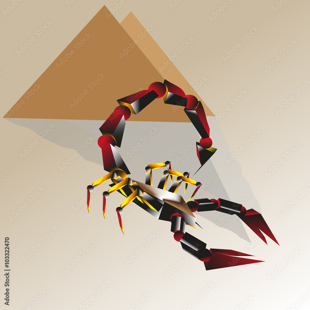 Red scorpio illustration Red scorpion on a background of the Egyptian ...