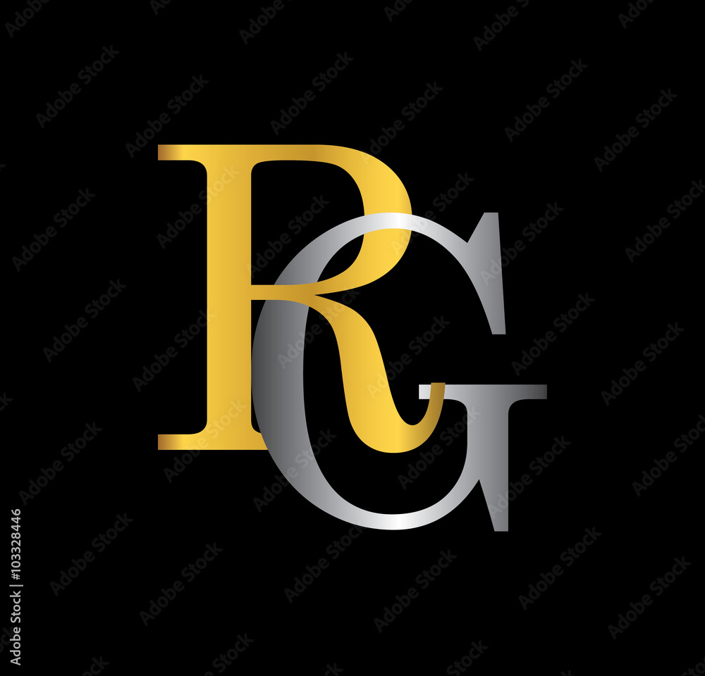 RG initial letter with gold and silver Stock Vector | Adobe Stock