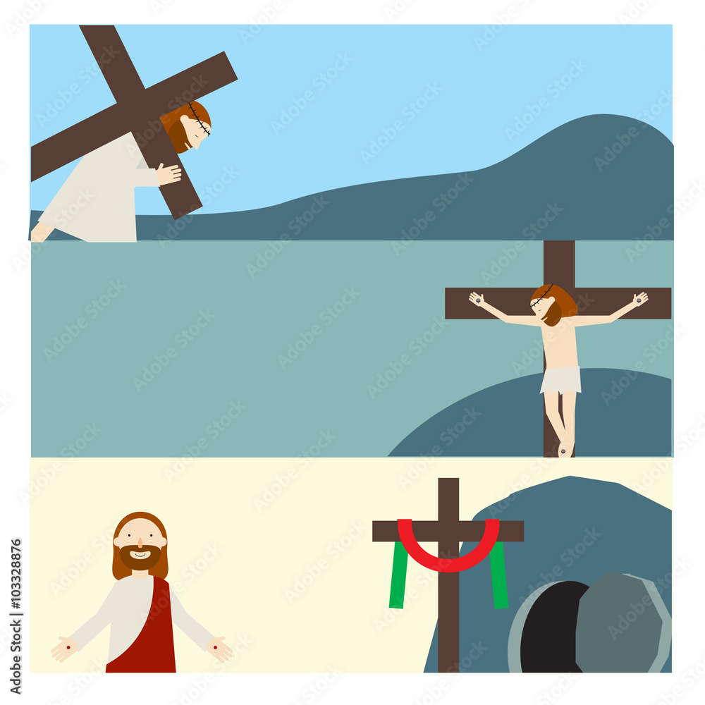 The story of Jesus crucified on the cross and his resurrection Stock ...