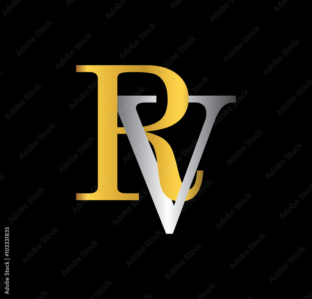 RV initial letter with gold and silver Stock Vector | Adobe Stock