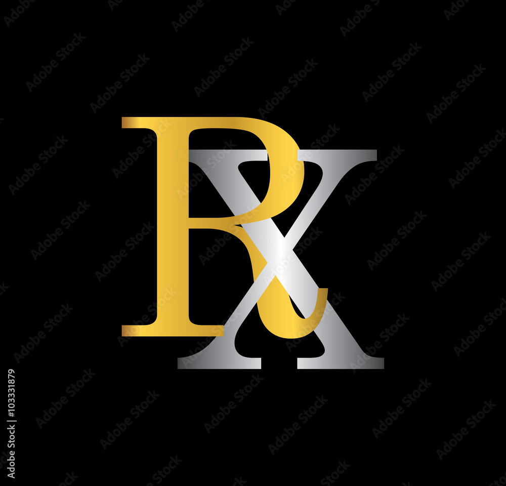 RX initial letter with gold and silver Stock Vector | Adobe Stock