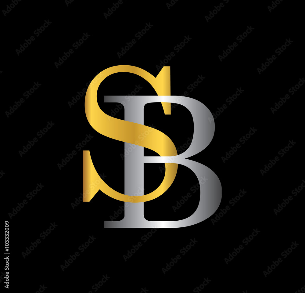 SB initial letter with gold and silver Stock Vector | Adobe Stock