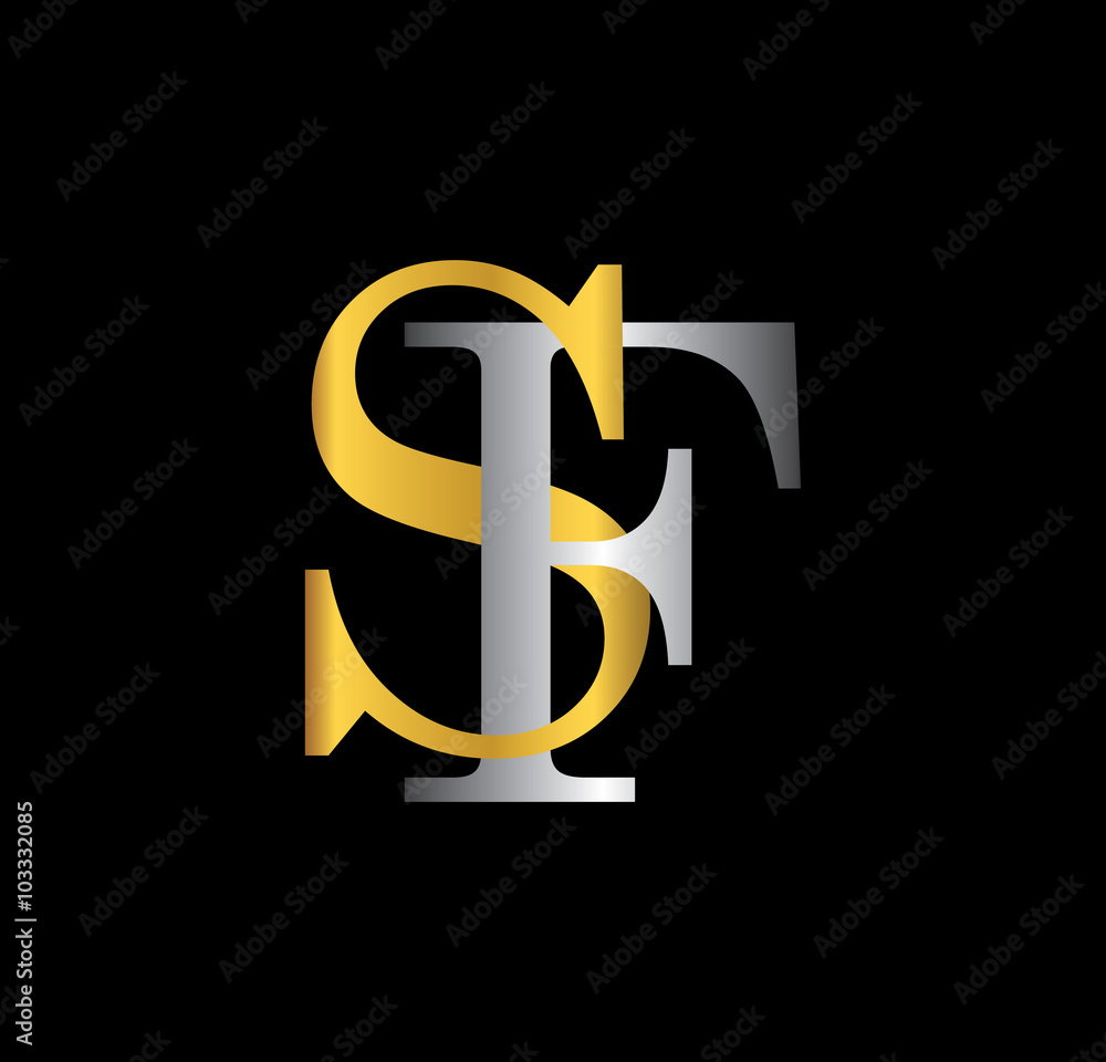 Vetor do Stock: SF initial letter with gold and silver | Adobe Stock