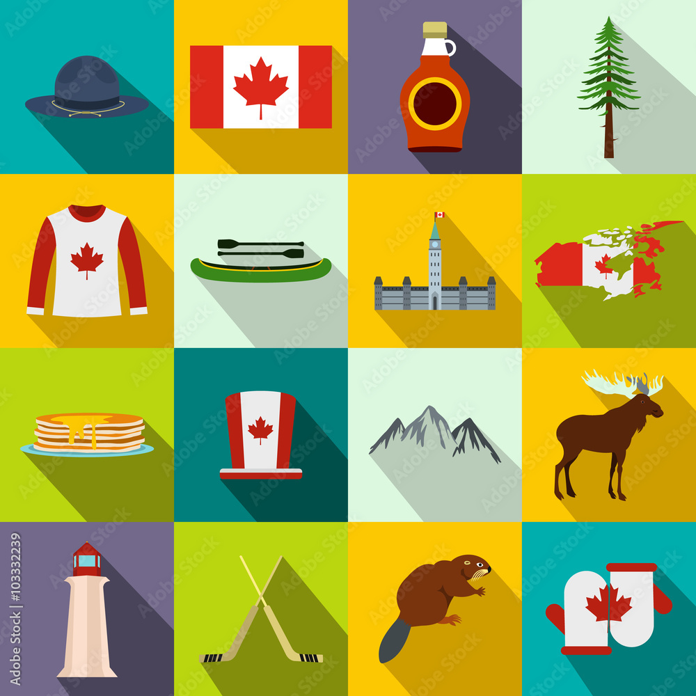 Canada icons flat Stock Vector | Adobe Stock