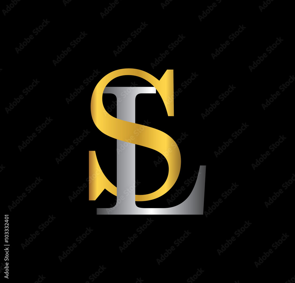 SL initial letter with gold and silver Stock Vector | Adobe Stock
