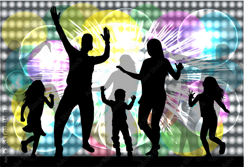 Dancing family silhouettes. Stock Vector | Adobe Stock