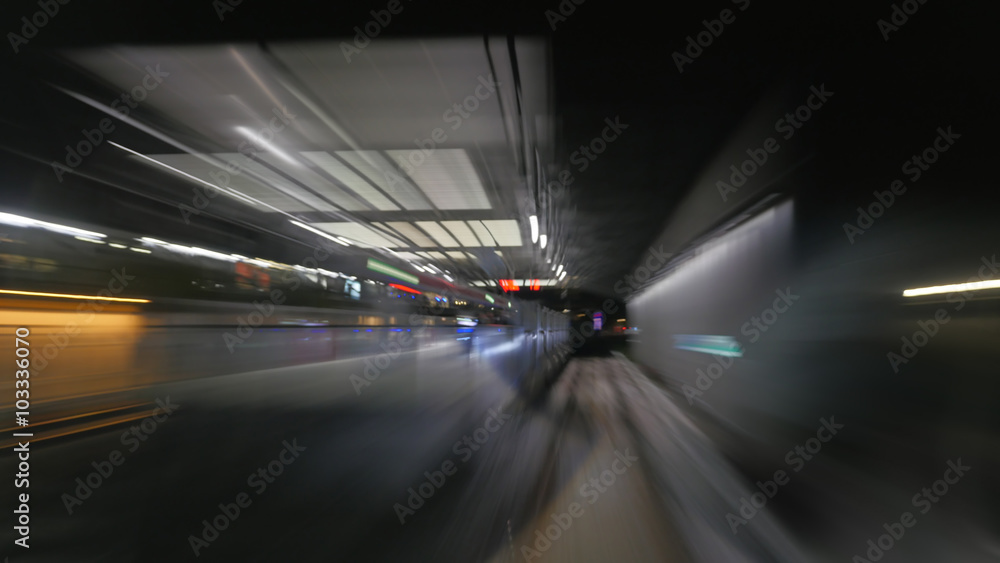 Reflection of subway tunnel in train's window Stock Photo | Adobe Stock
