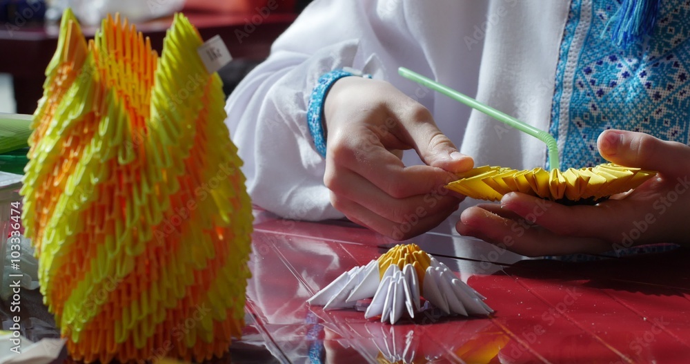 Boy In Blue-White Vyshyvanka Makes Sunflower From Paper Kids Make ...