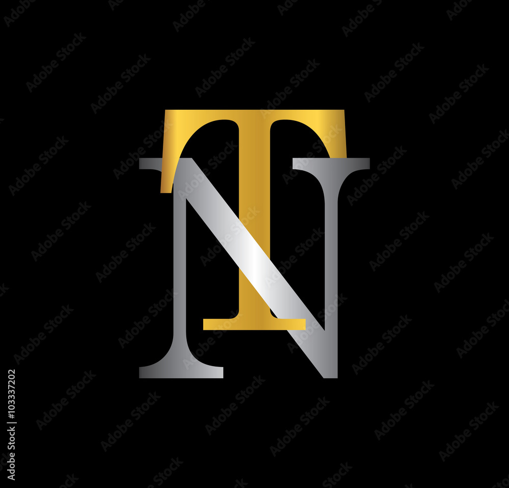 TN initial letter with gold and silver Stock Vector | Adobe Stock