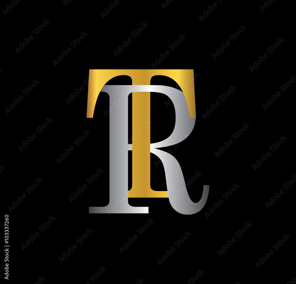 TR initial letter with gold and silver Stock Vector | Adobe Stock