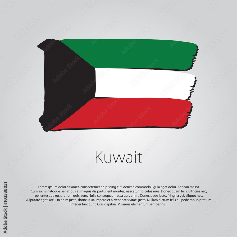 Kuwait Flag with colored hand drawn lines in Vector Format Stock Vector ...