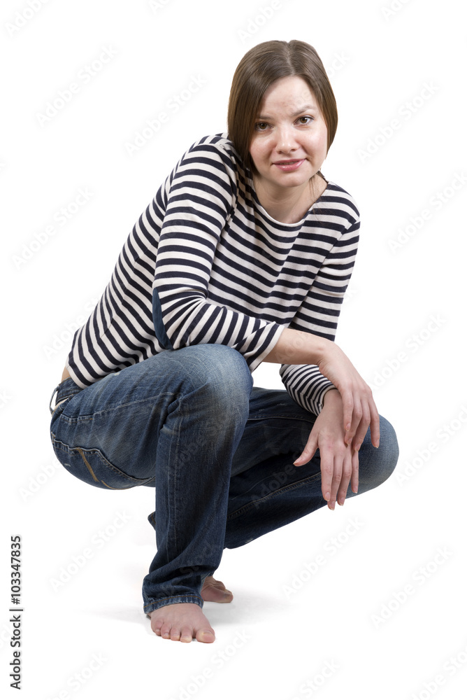 Woman Barefoot Jeans
