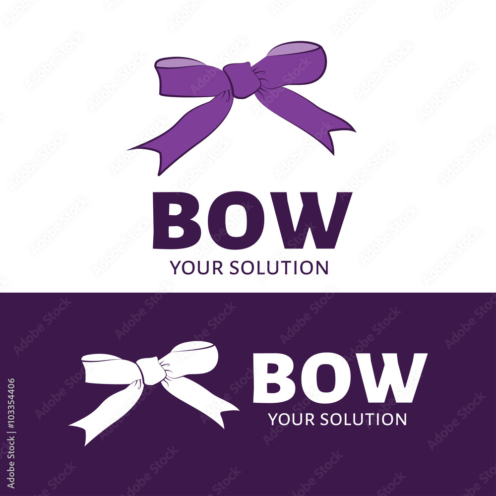 Vector logo bow. Brand logo in the shape of a bow. Purple style Stock ...