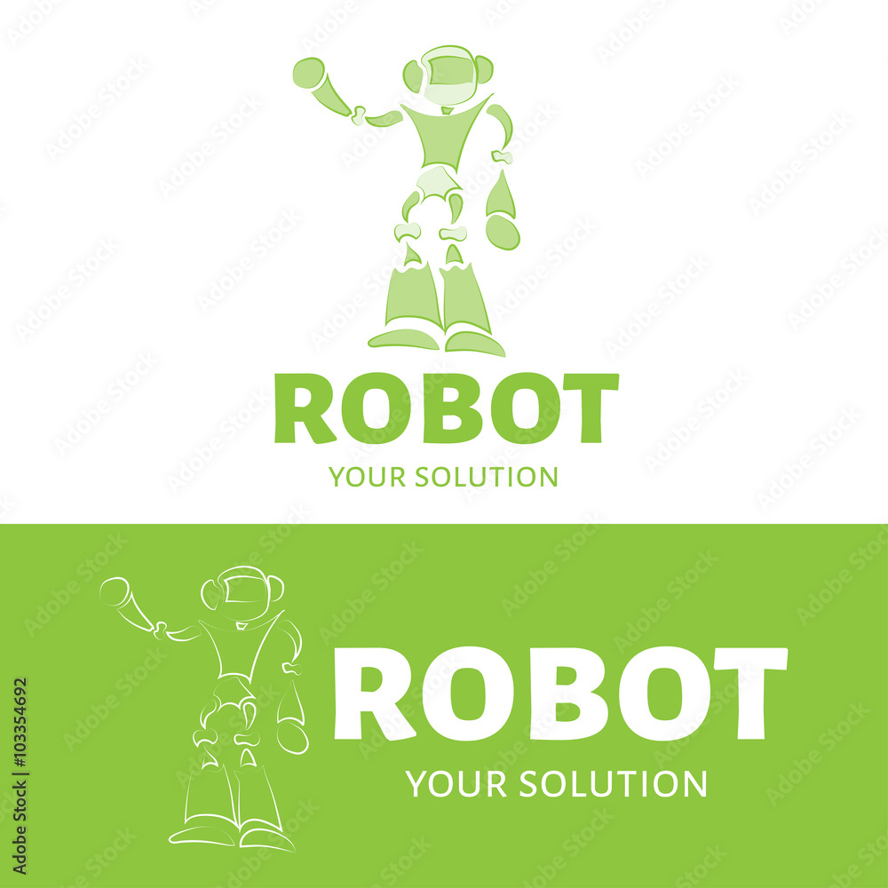 Vector logo robot. Brand logo in the form of a robot. Green style Stock ...