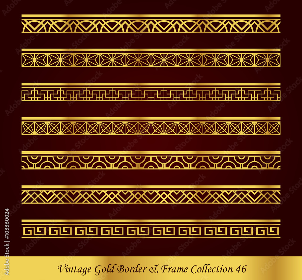 Vintage Gold Border Frame Vector Collection 46 Stock Vector | Adobe Stock