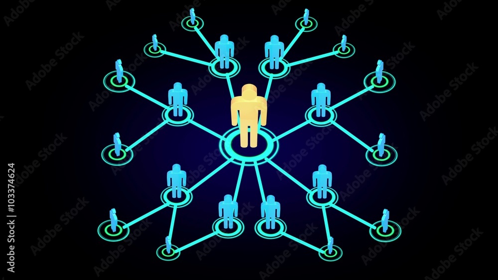 3D motion graphic animation people networking growing rapidly and quit ...