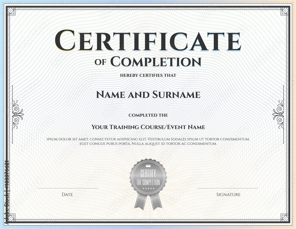 Certificate Of Course Completion Template Certificate Of Course Completion Template