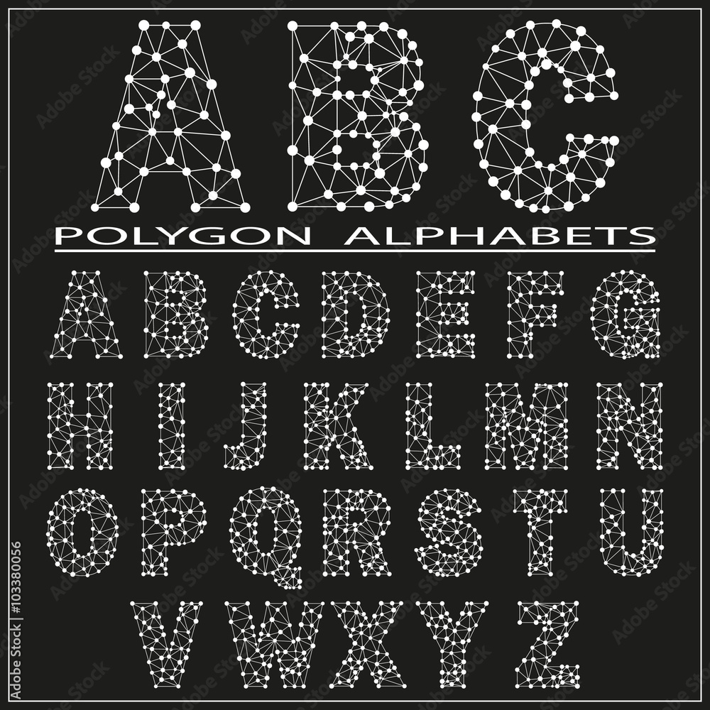 Alphabet polygon. Vector illustration. Font by triangles. Stock ...