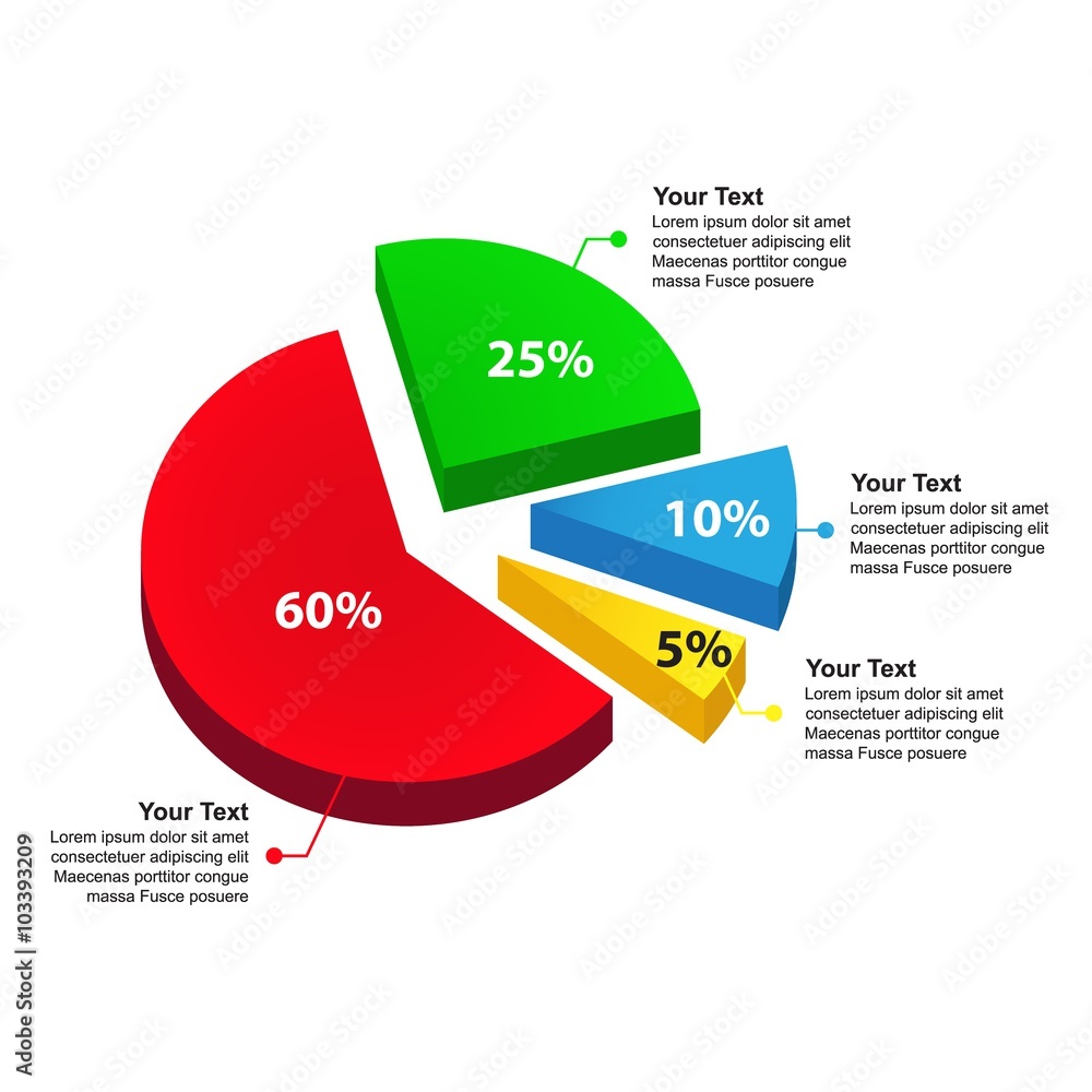 Colorful Business Pie Chart - Circle diagram with different percentage ...