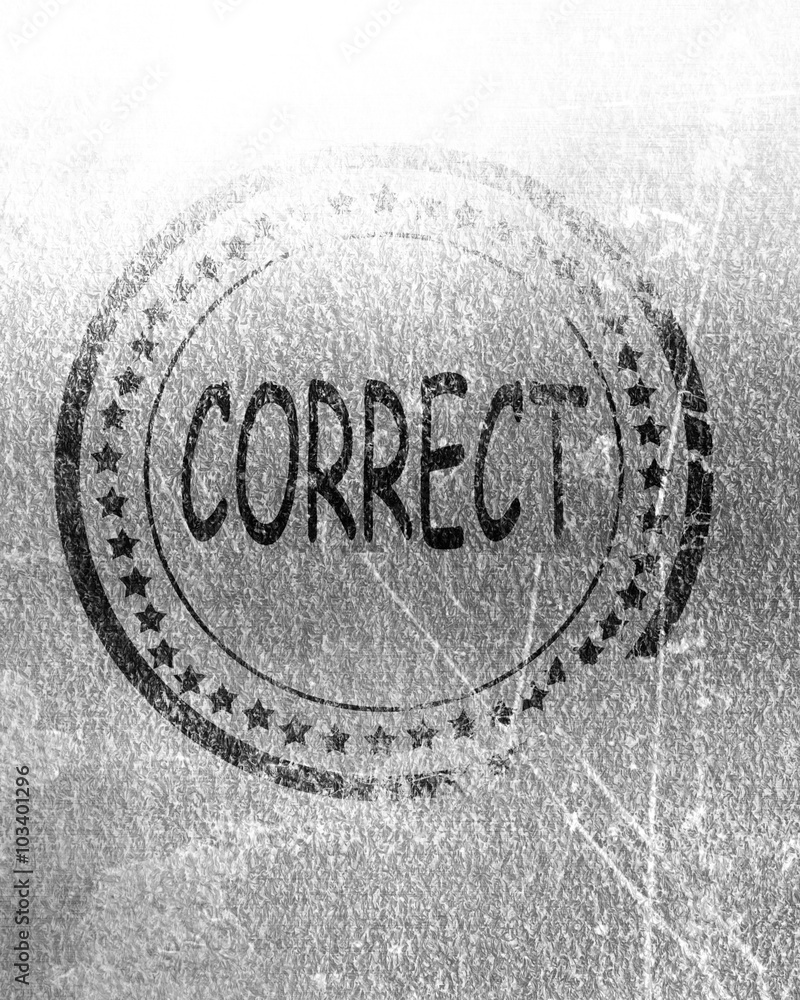 Correct stamp on grunge background Stock Illustration | Adobe Stock