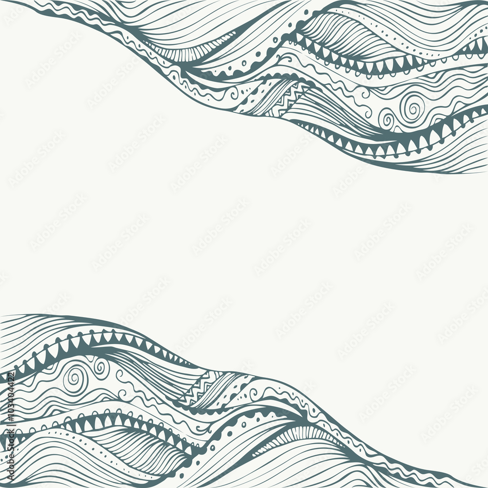 Abstract Ink Drawing Wavy Border In Doodle Style Stock Vector | Adobe Stock