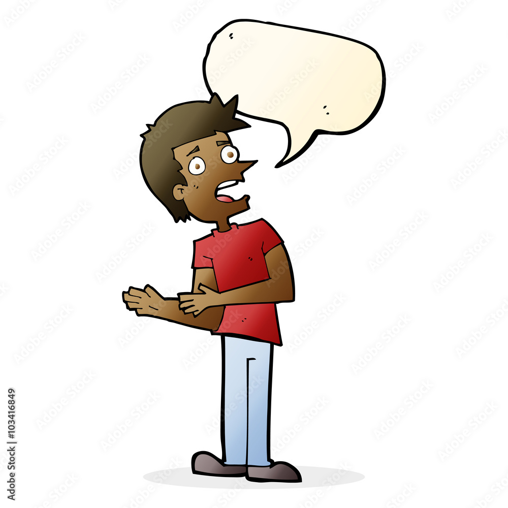cartoon man making excuses with speech bubble Stock Vector | Adobe Stock