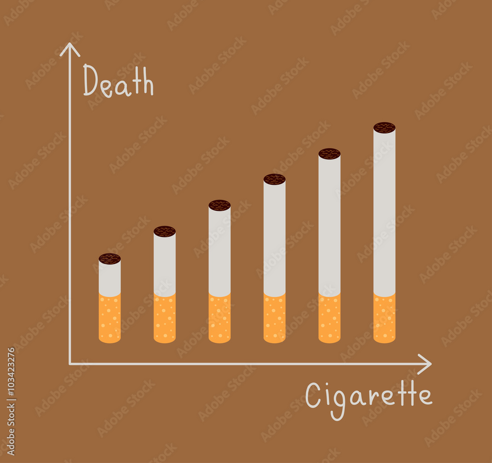Graph of smoking and death, present with cigarette. Stock Vector ...