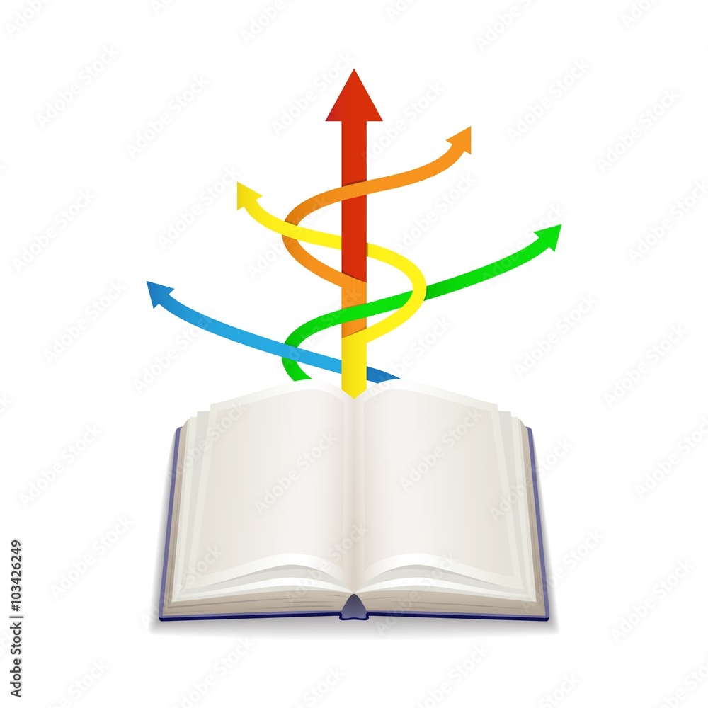 Open book with Bright arrows tree , vector illustration Stock Vector ...