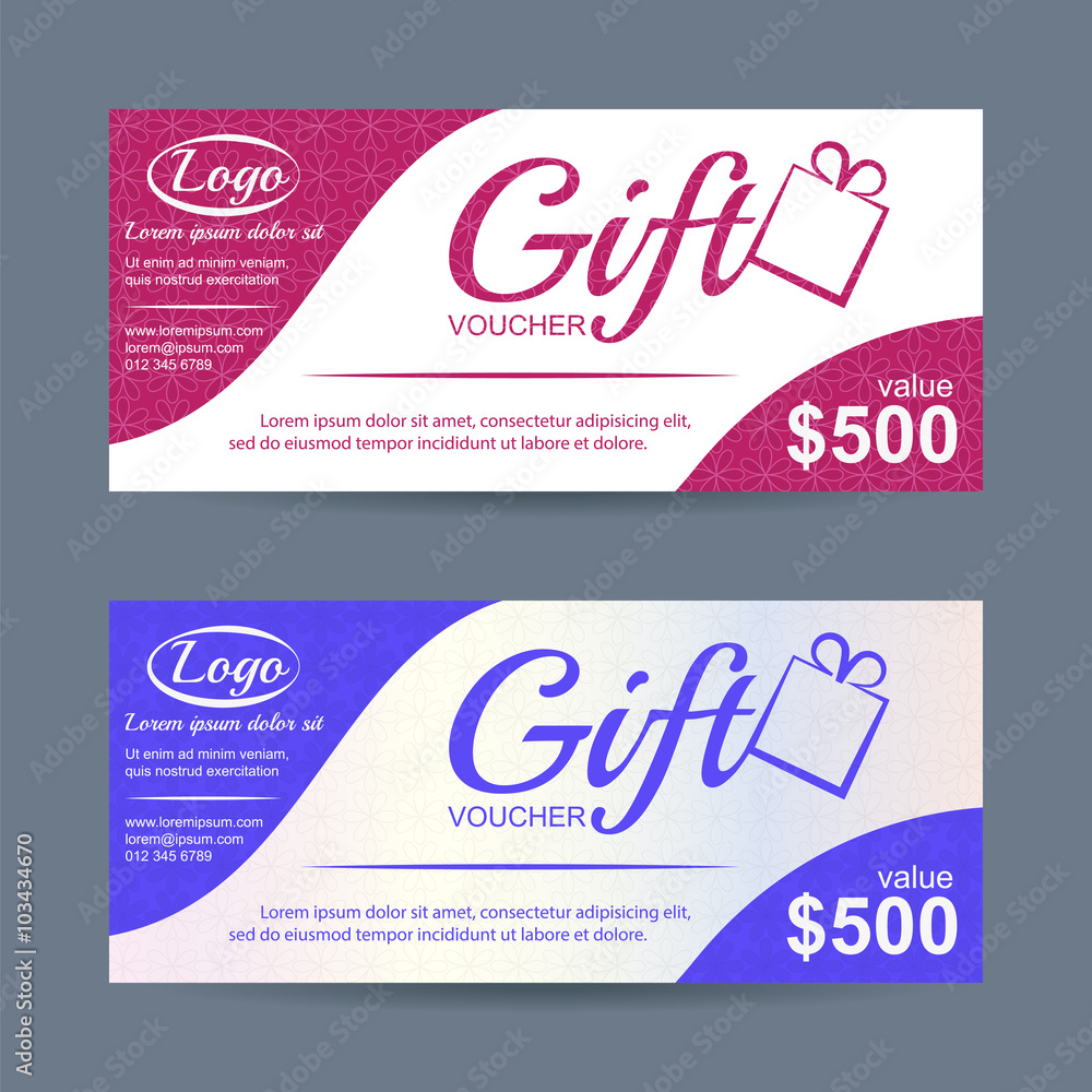 Gift voucher template. Back and front side of the coupon.Vector ...