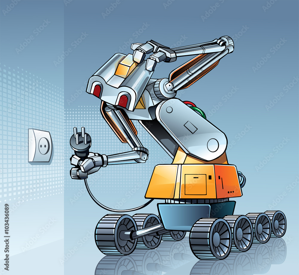 Robot and incompatibility junction. Robot with plug. Plug incompatible ...
