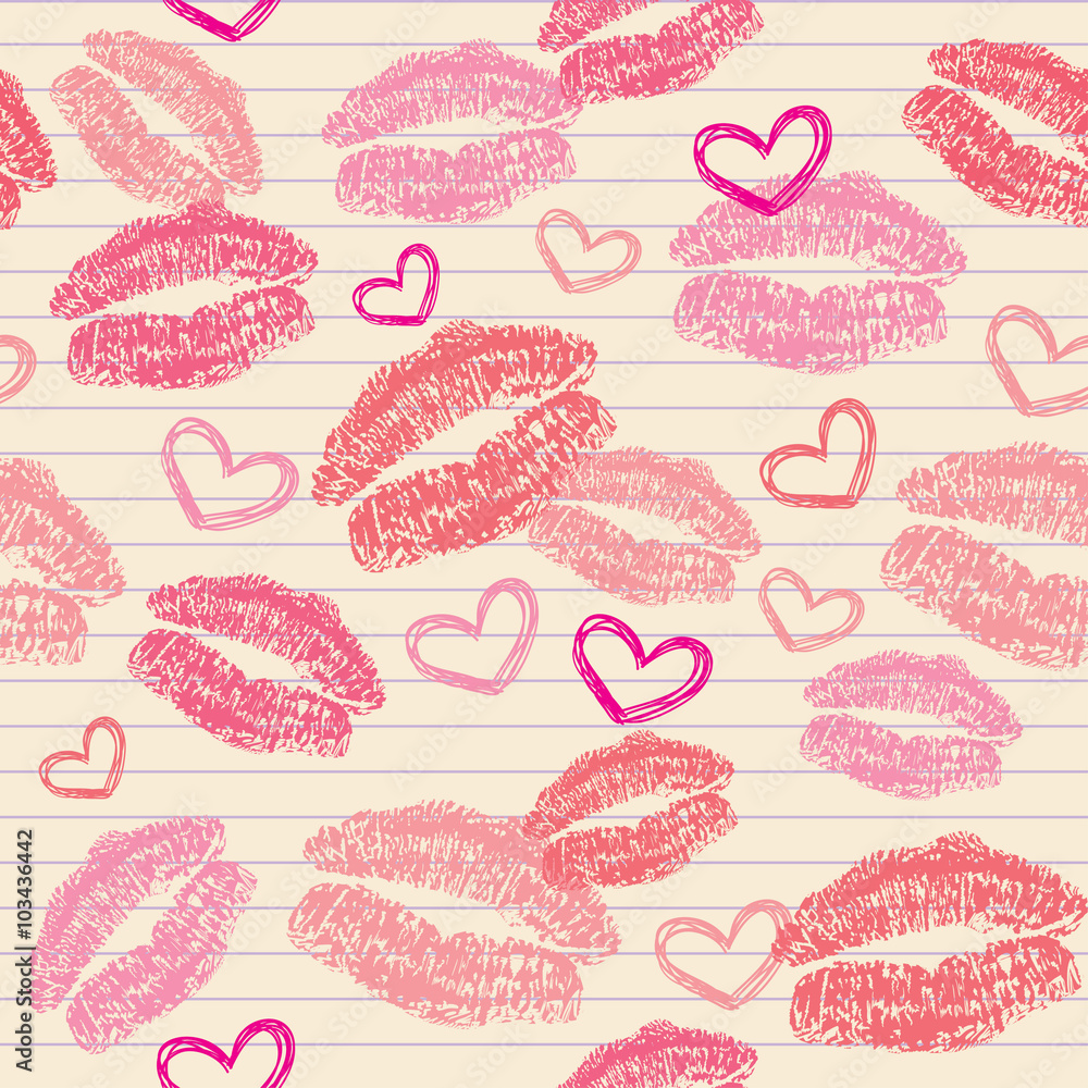 pattern with kisses Stock Vector | Adobe Stock