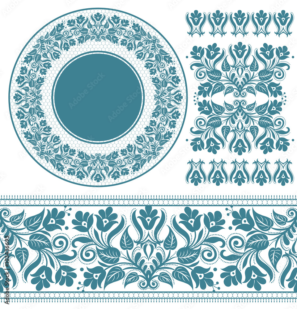 Vector set of design elements: seamless texture, borders, frames.vector ...