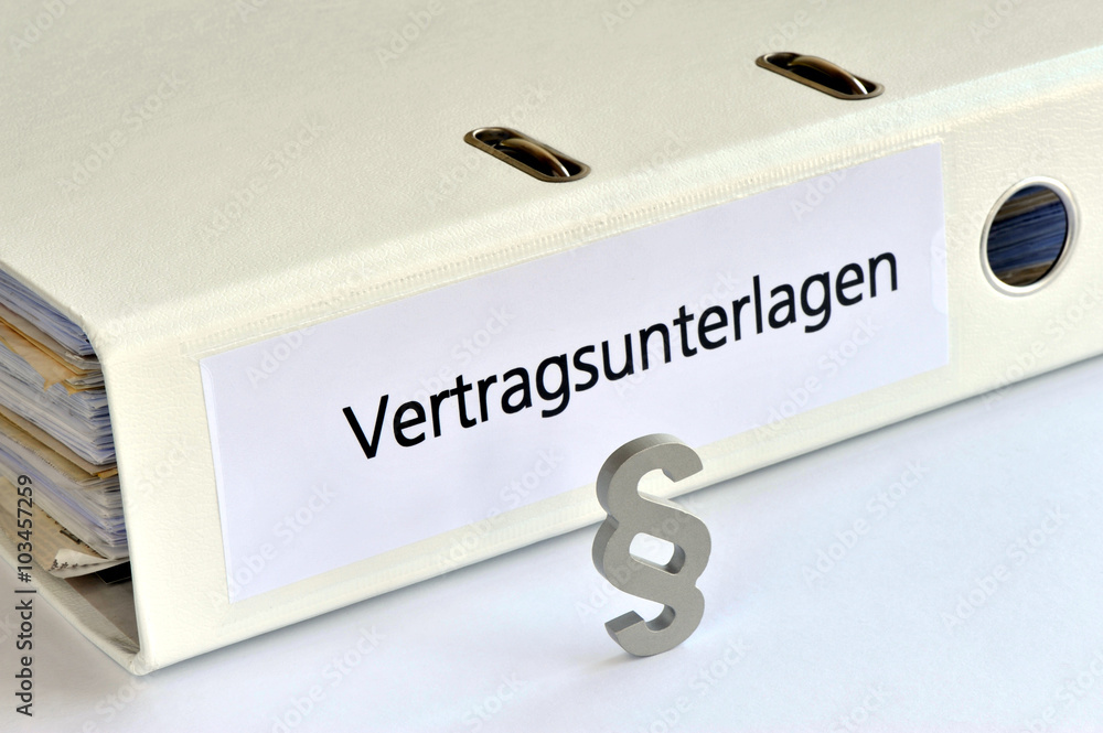 Vertragsunterlagen, Vertrag, Verträge, Vertragsrecht, Paragraph, Ordner ...