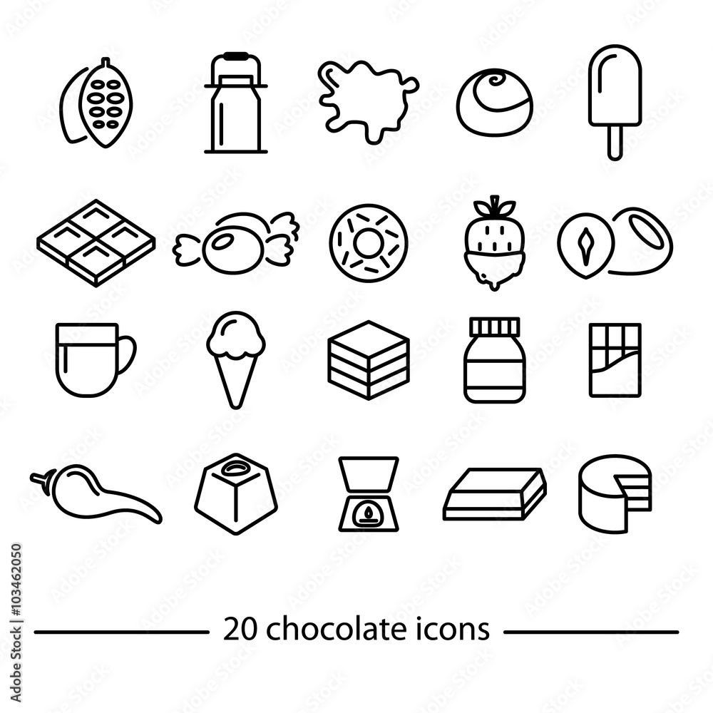 chocolate line icons Stock Vector | Adobe Stock