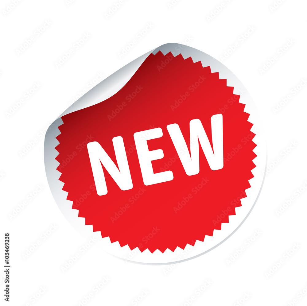 Red vector sticker and text NEW Stock Vector | Adobe Stock