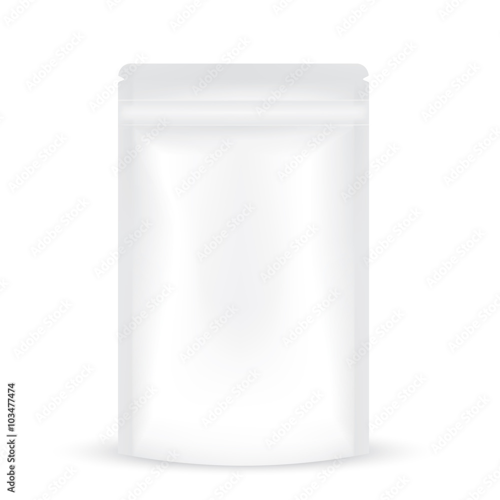 VECTOR PACKAGING: White gray resealable storage packaging bag on ...