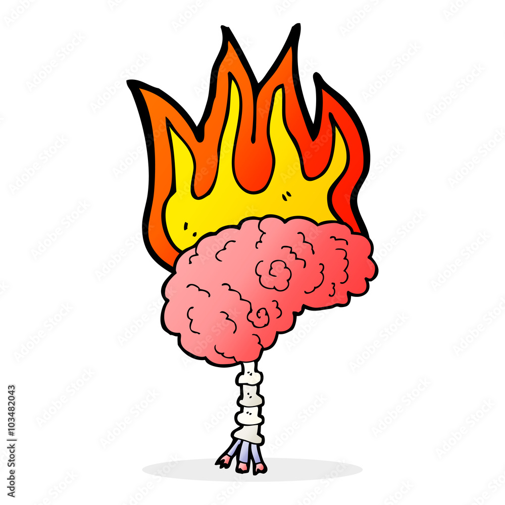cartoon brain on fire Stock Vector | Adobe Stock