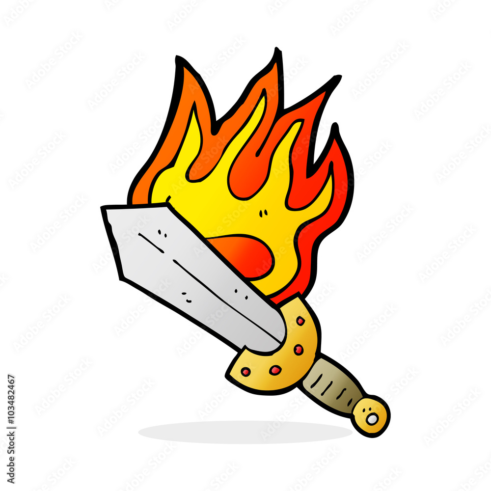 cartoon flaming sword Stock Vector | Adobe Stock