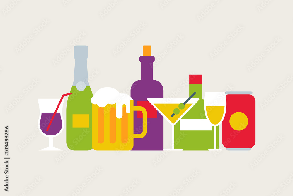 Alcohol drinks vector illustration Stock Vector | Adobe Stock