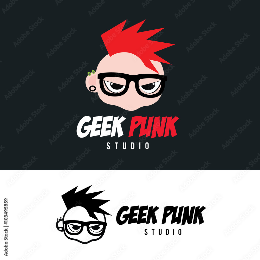 punk logo,hipster logo,Geek logo,vector logo template Stock Vector ...