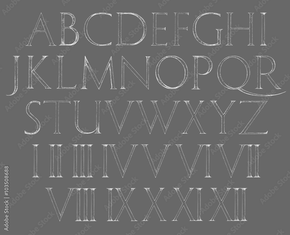 Modern Roman Classic Alphabet with numbers Stock Vector | Adobe Stock