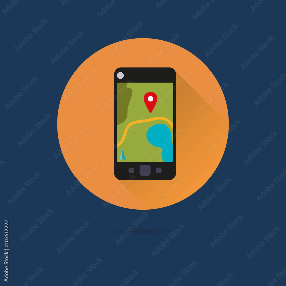 smartphone navigation flat design vector icon Stock Vector | Adobe Stock