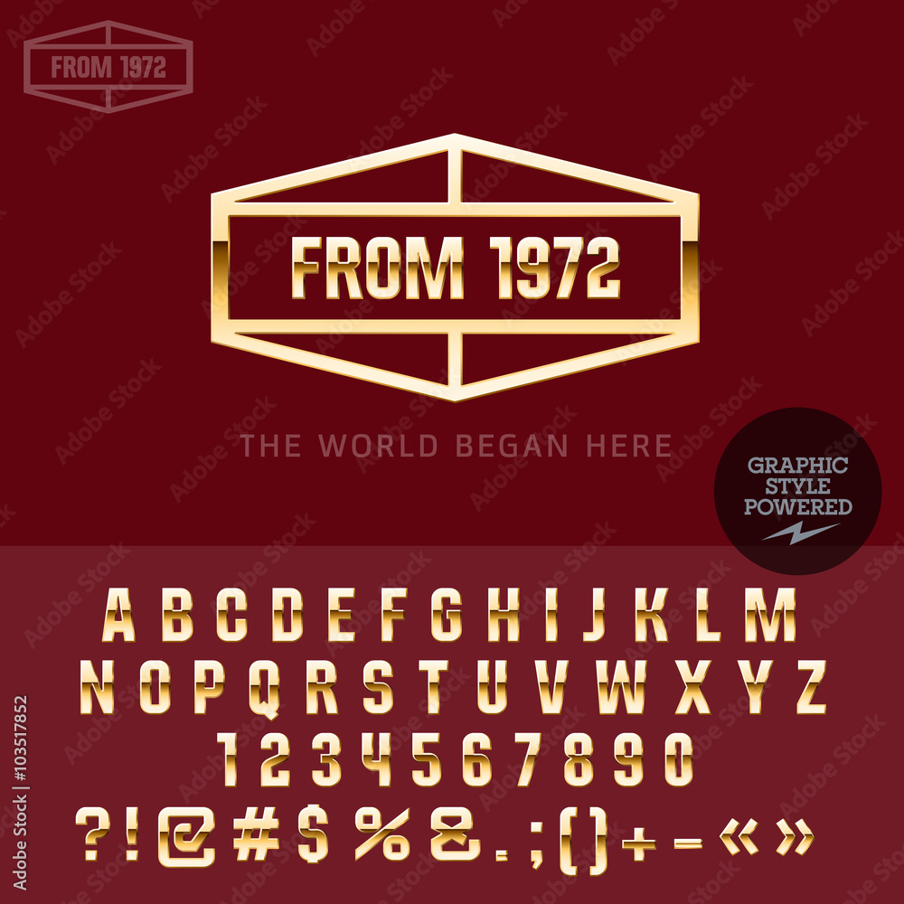 Gold logotype for premium club. Vector set of letters, numbers and ...