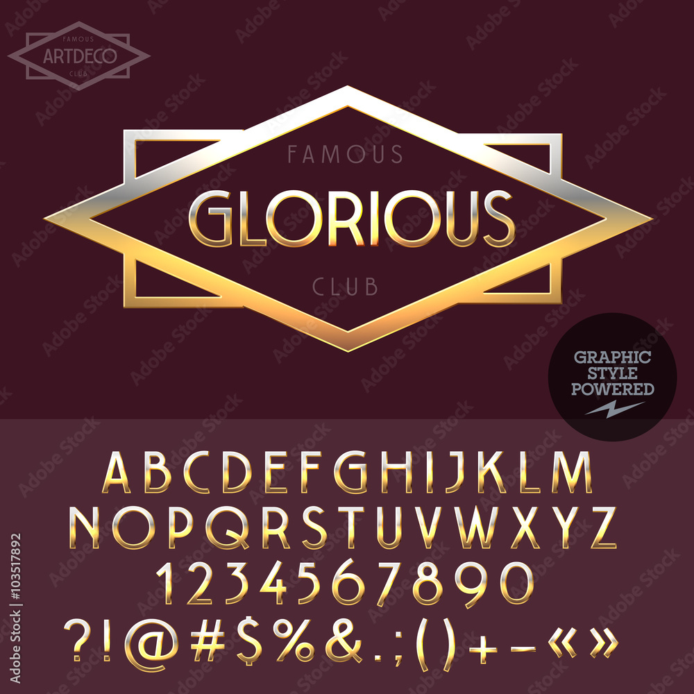 Gold logo for luxury elite club. Vector set of letters, numbers and ...