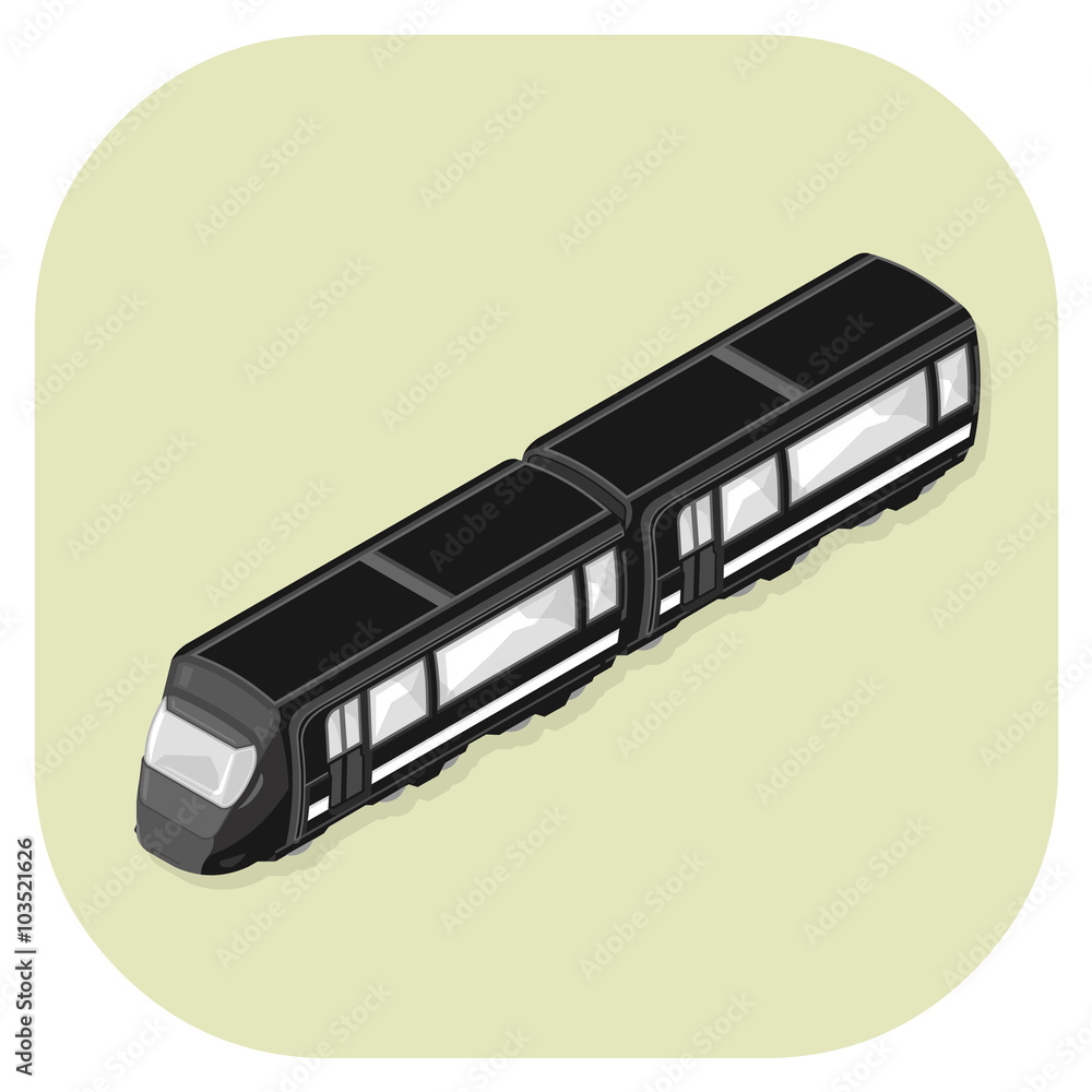 Vector illustration of an isometric train icon. Isometric passenger ...