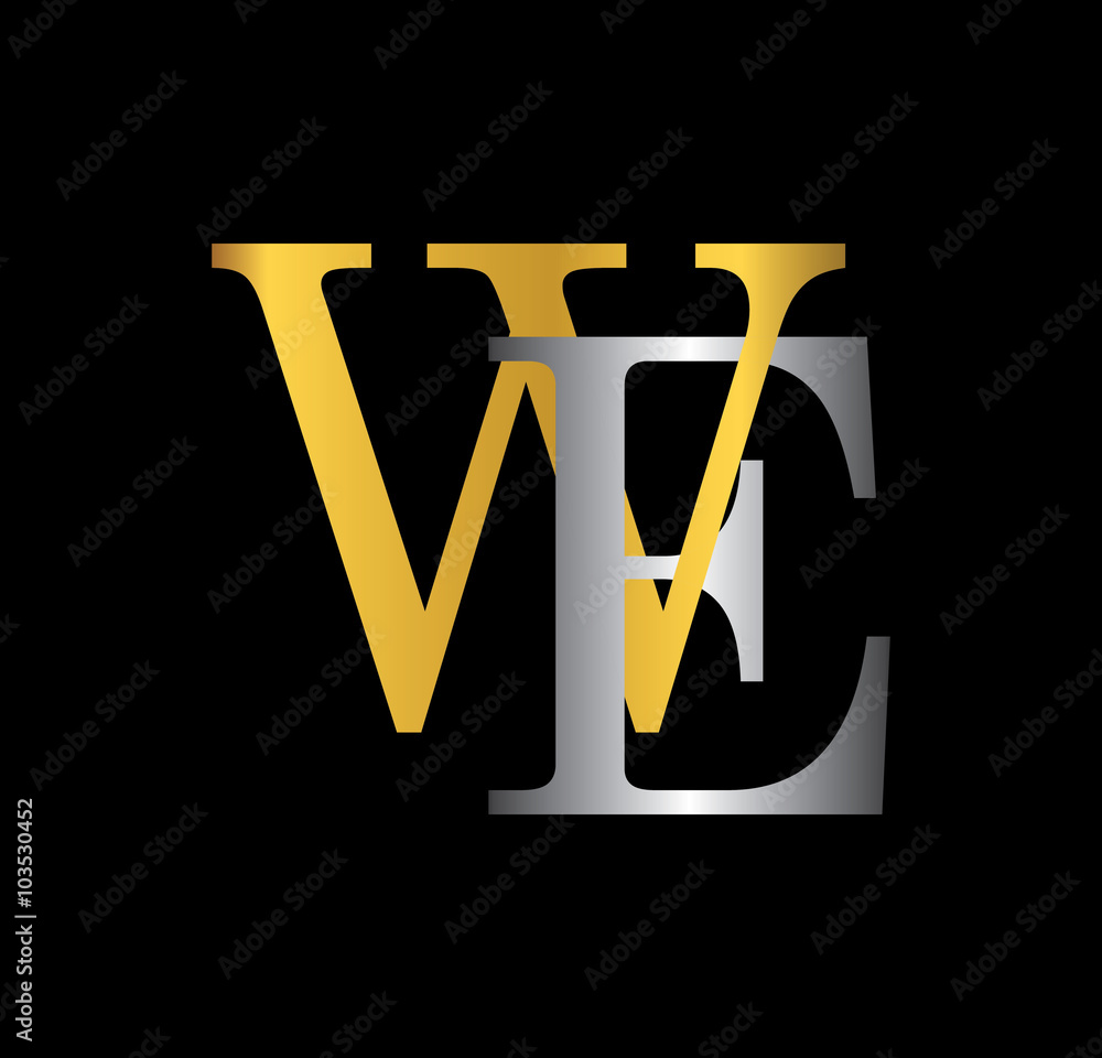 WE initial letter with gold and silver Stock Vector | Adobe Stock