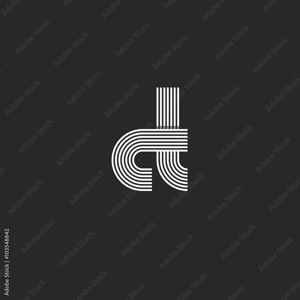 Symbol mockup letters CT logo monogram, C combination T thin line ...