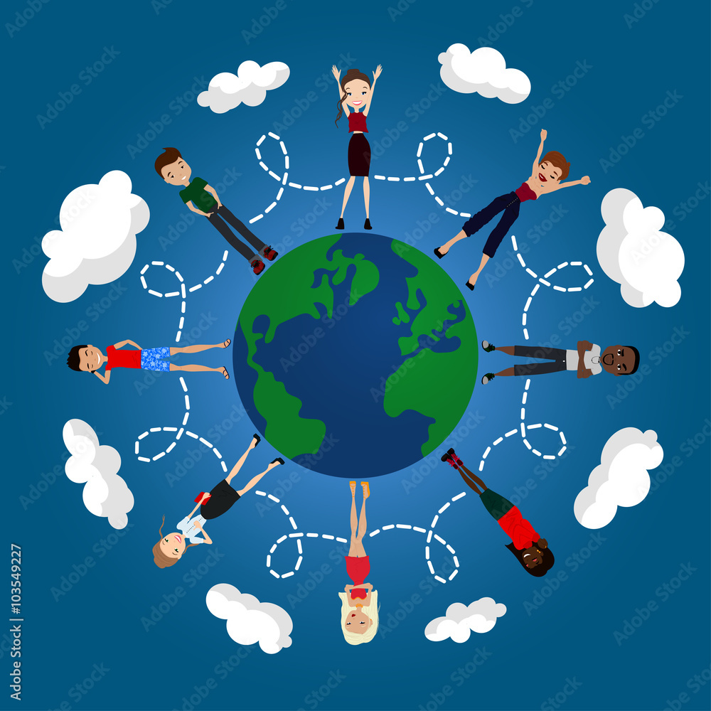 Vector Flat Design World Peace Illustration with the Earth Globe ...